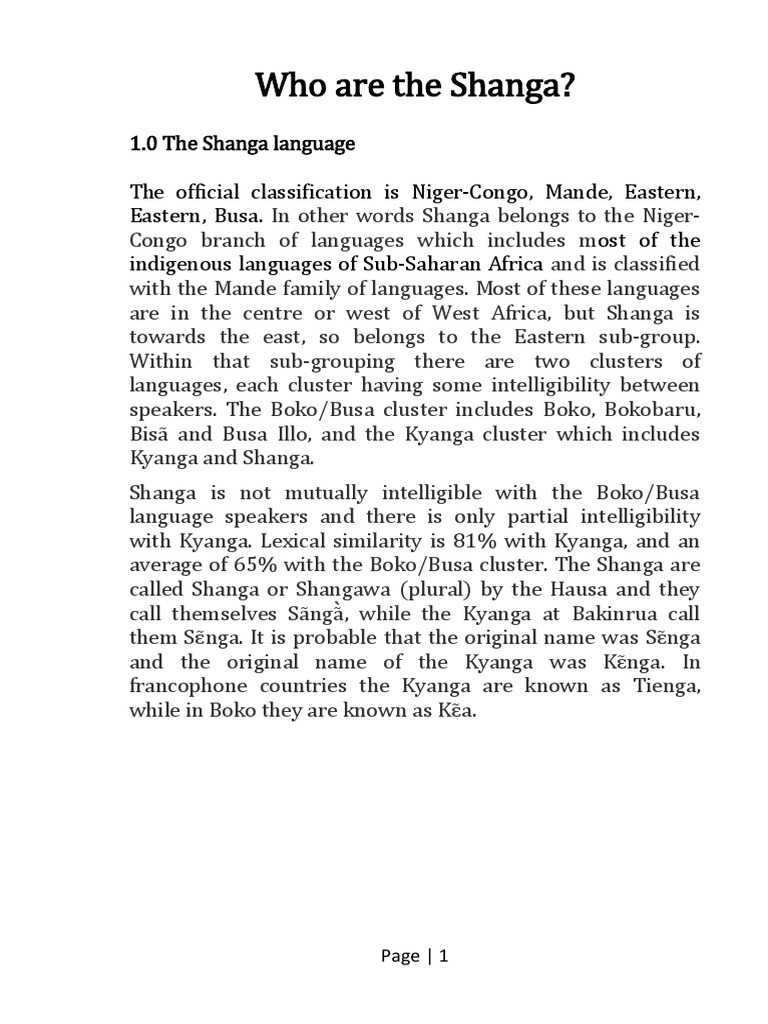 Who Are The Shanga | PDF