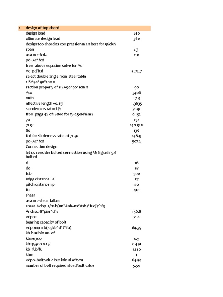 Top chord design for 360kN load | PDF | Truss | Applied And ...