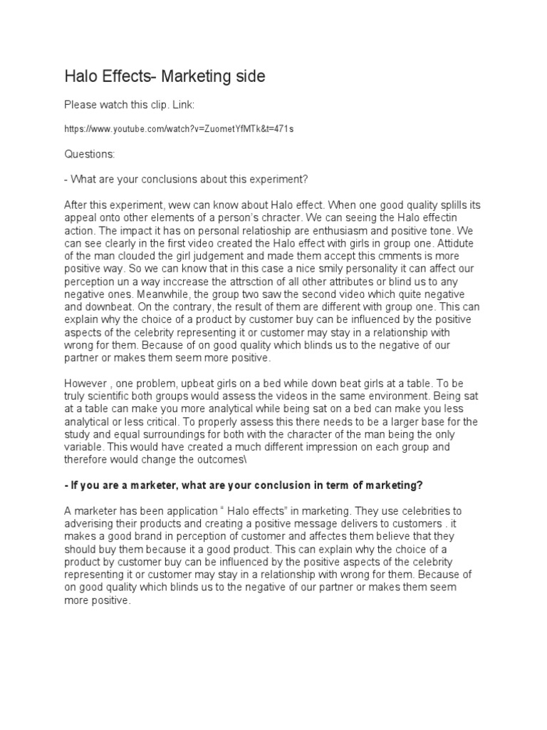 Halo Effects Marketing Side | PDF