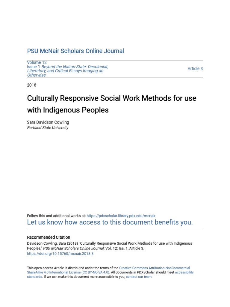 Culturally Responsive Social Work Methods | PDF | Human Nature