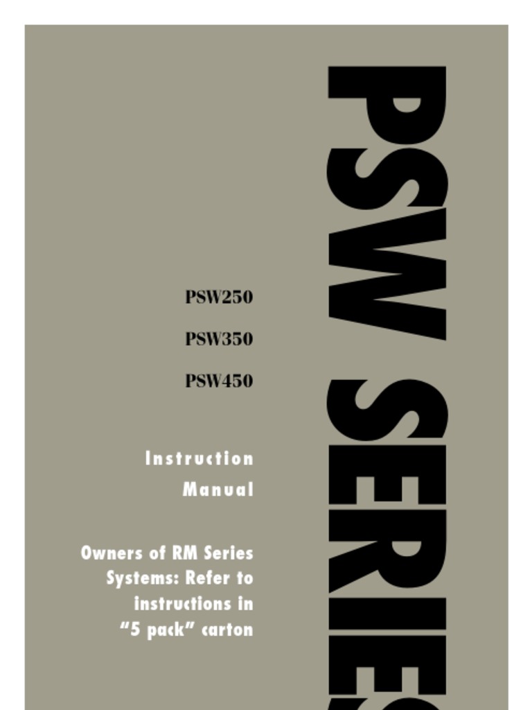 PSW250 PSW350 PSW450: Instruction Manual | PDF | Loudspeaker | Amplifier