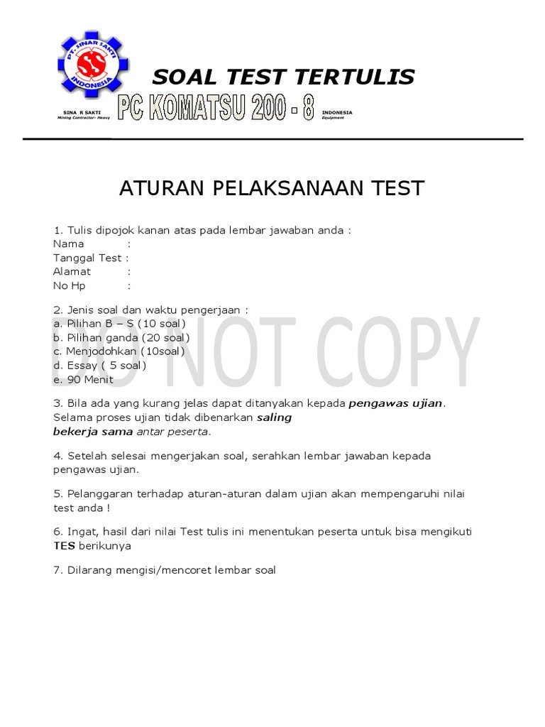 Soal Test Tulis Exca 200 | PDF