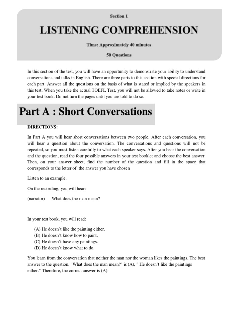 Section 1 Listening Comprehension | PDF | Copyright | Conversation