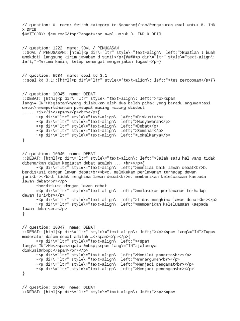 Soal-Soal-B. IND X | PDF