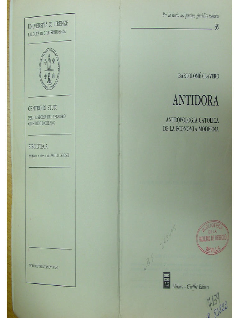Bartolome Clavero - Antidora | PDF