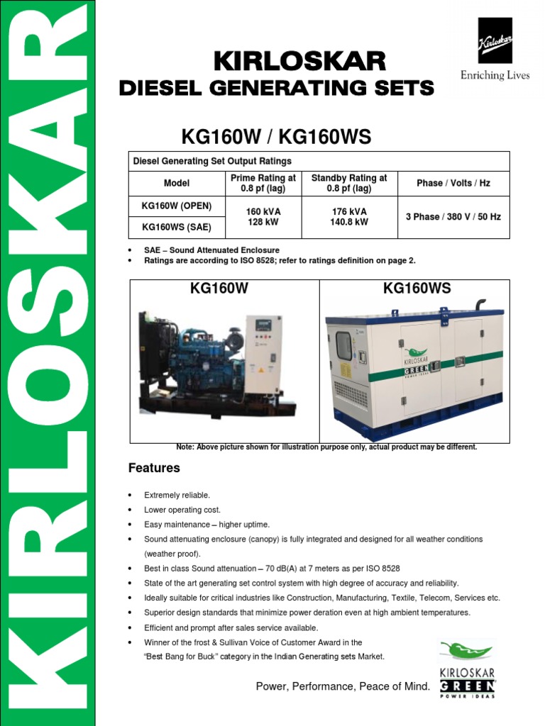 Kirloskar: Diesel Generating Sets | PDF | Diesel Engine | Pump