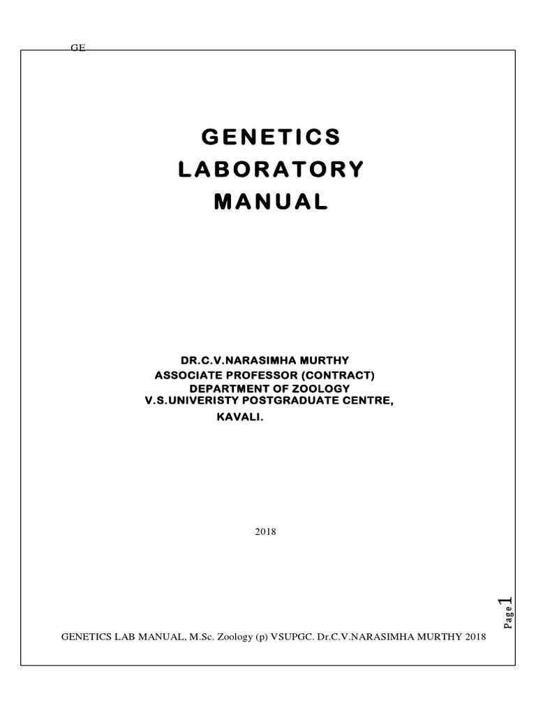 Genetics Laboratory Manual | PDF | Allele | Zygosity