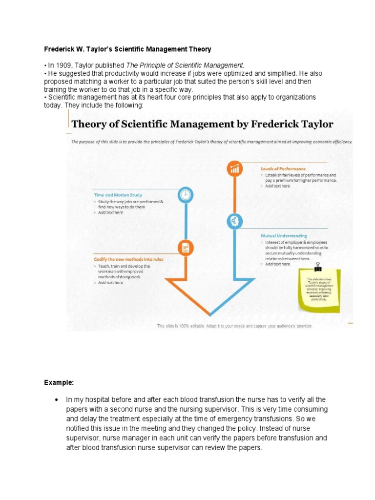 Frederick W. Taylor's Scientific Management Theory | PDF | Economies ...
