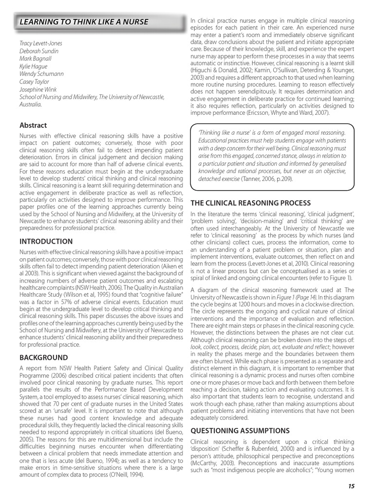 Learning To Think Like A Nurse | PDF | Nursing | Sepsis