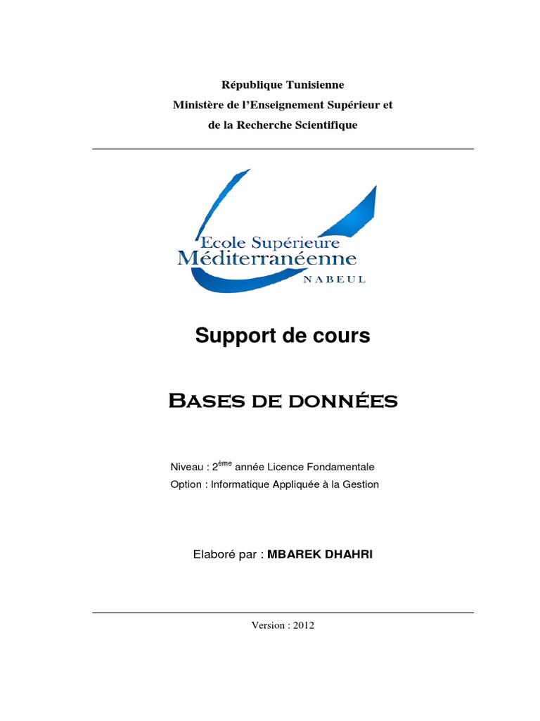Bases de Donnees | PDF | Bases de données | Base de données relationnelle