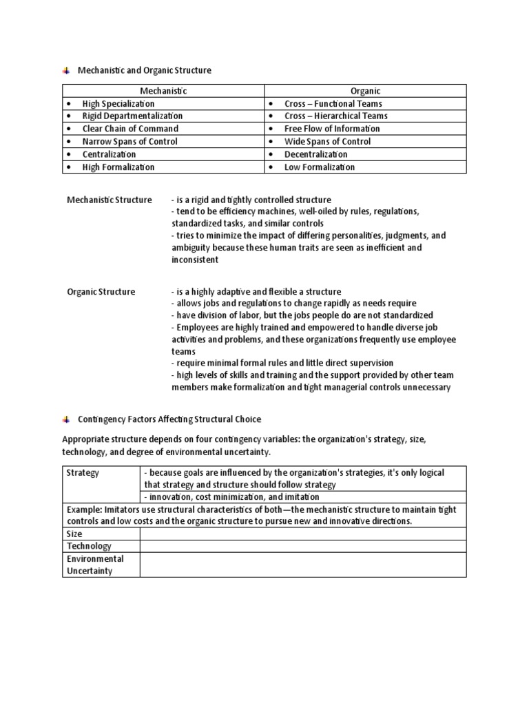 Mechanistic and Organic Structure | PDF | Business | Economies