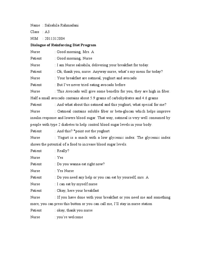 Diet Program Dialogue with Patient | PDF | Wellness