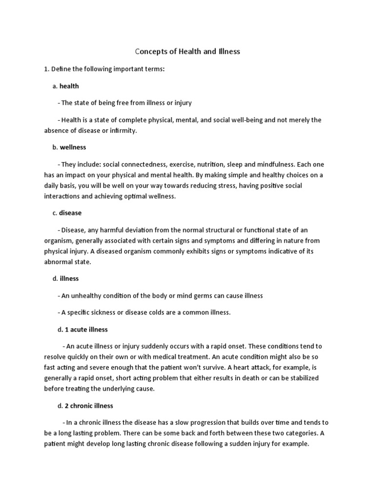 Concepts of Health and Illness | PDF | Chronic Condition | Health Care