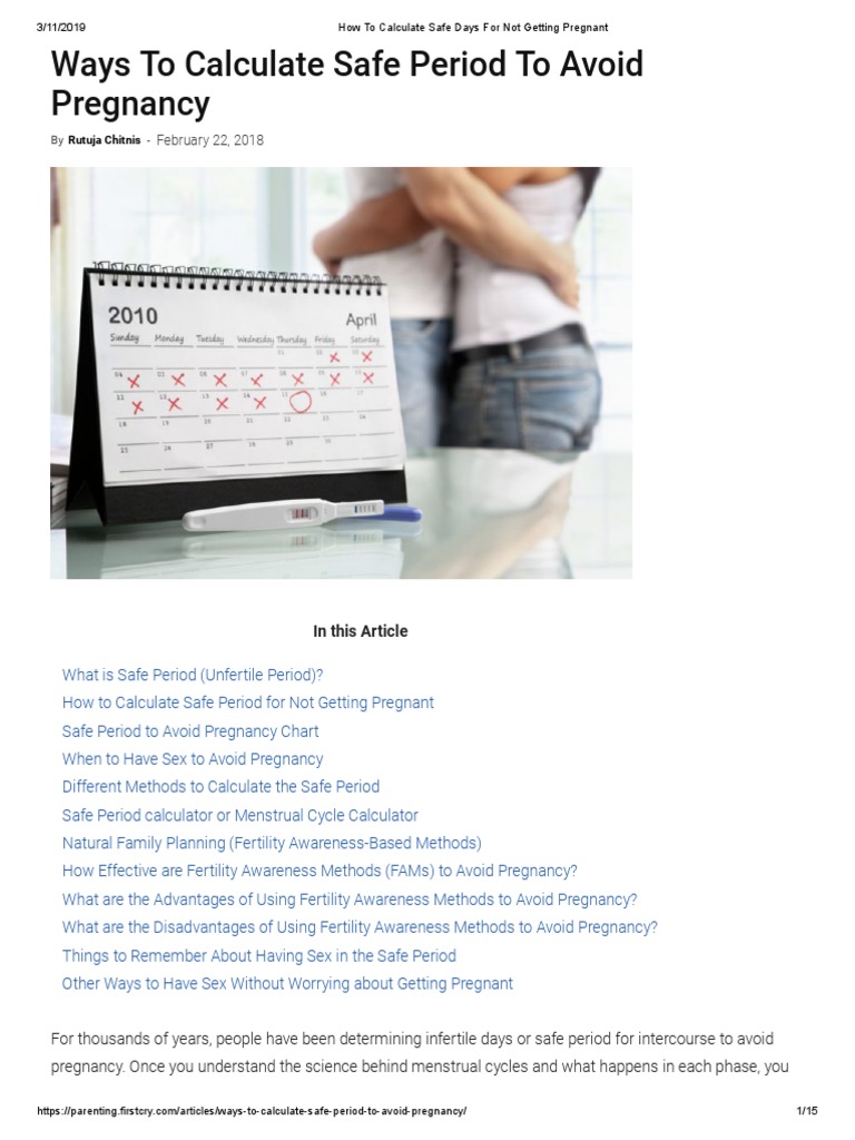Safe Days Calculation to Avoid Pregnancy | PDF | Menstrual Cycle ...