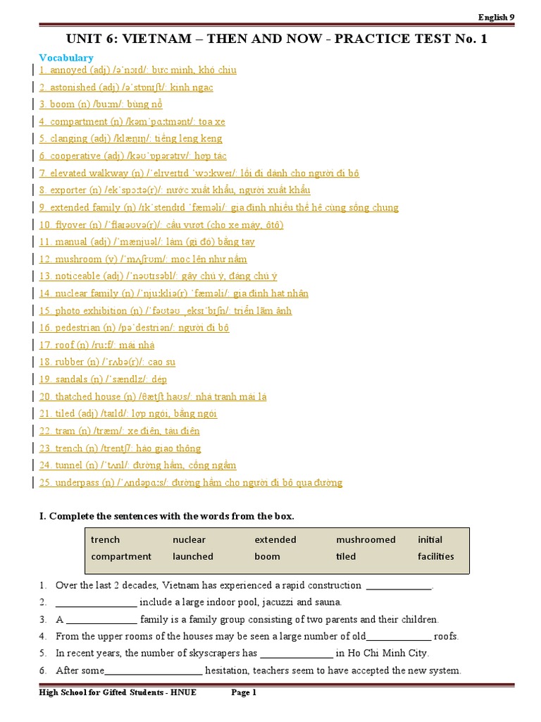 Vietnam Vocabulary Practice Test | PDF | Ho Chi Minh City