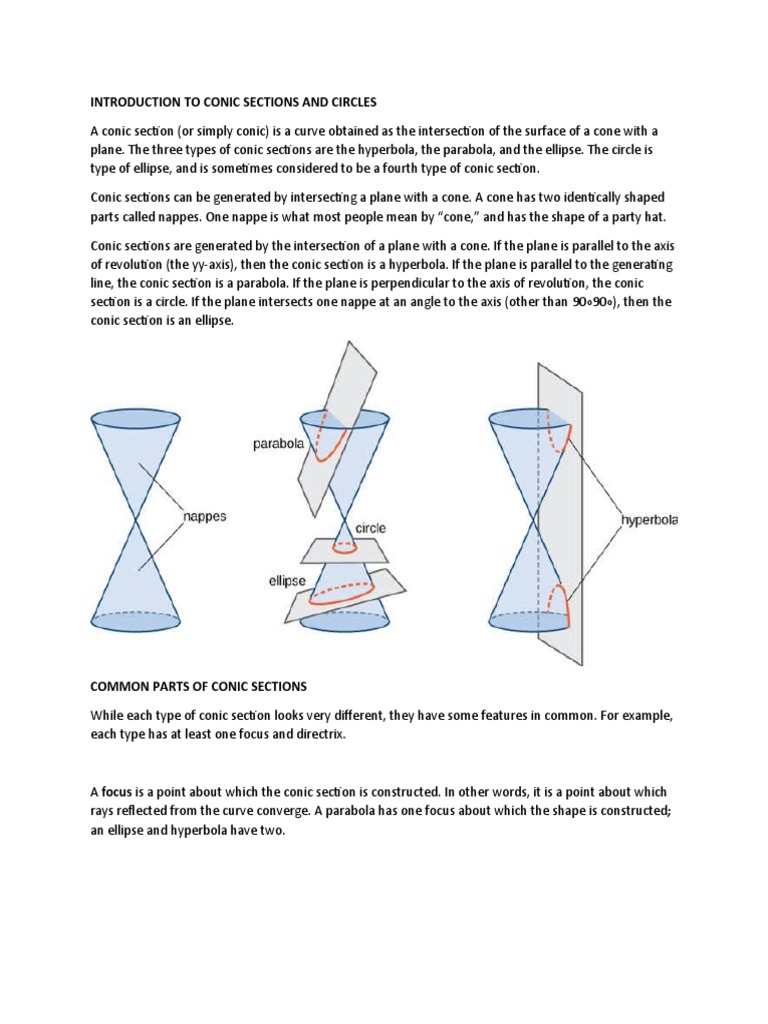 Conic Sections: Types and Equations | PDF | Ellipse | Algebraic Geometry