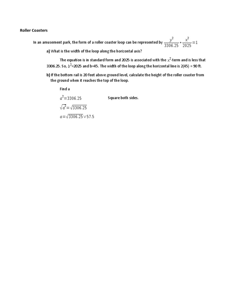 Ellipse Word Problem | PDF