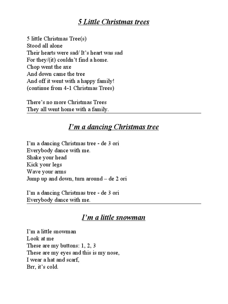 5 Little Christmas Trees Versuri | PDF | Language Arts & Discipline