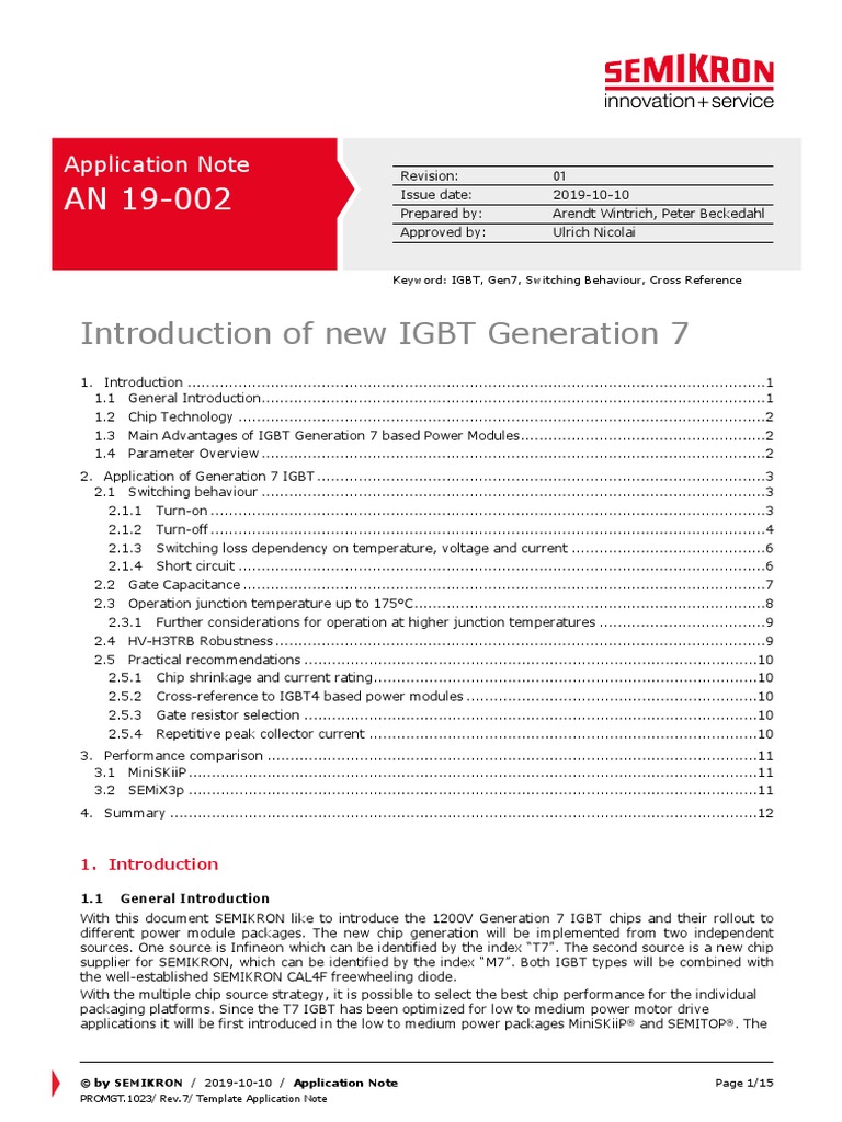 Introduction of New IGBT Generation 7: Application Note | PDF ...