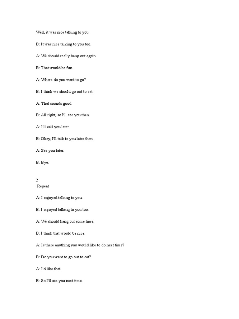 Examples of Leave-Taking Conversations | PDF