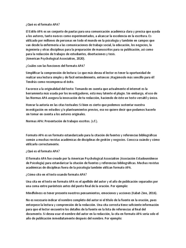 Qué Es El Formato APA | PDF | Estilo apa | Academia