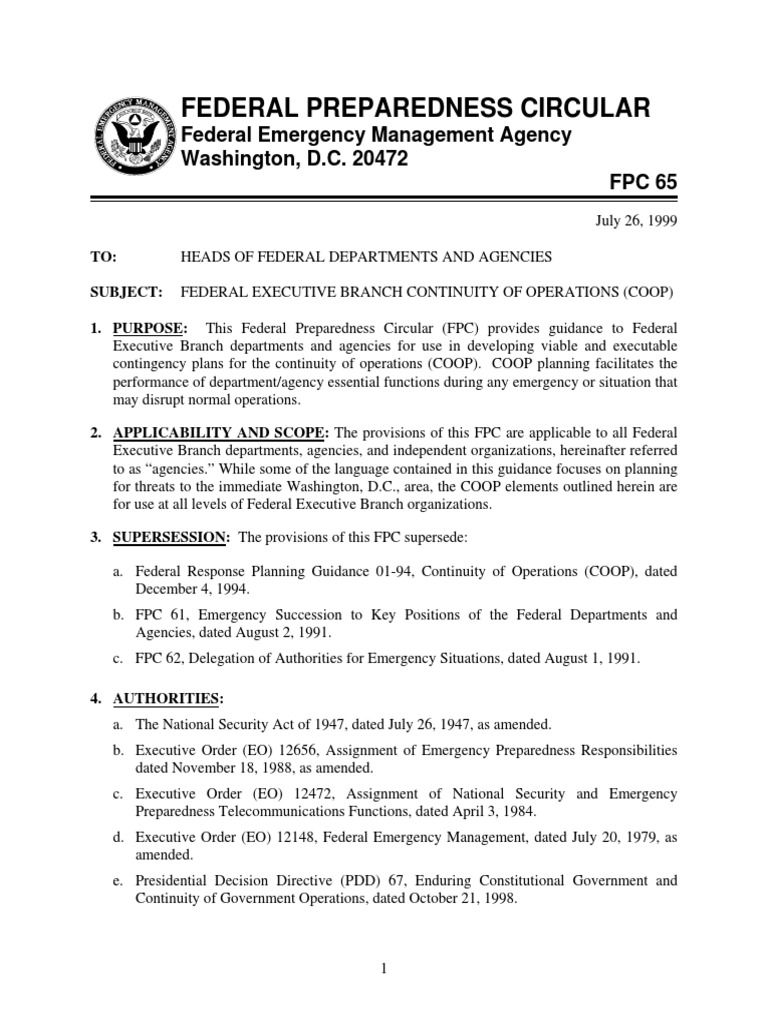 Document Fema Cog | PDF | Emergency | Federal Emergency Management Agency