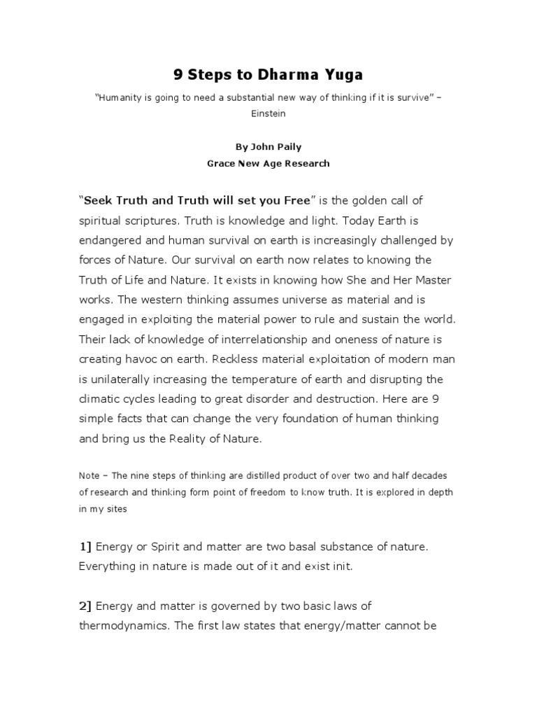 9 Steps To Dharma Yuga | PDF | Mind | Nature