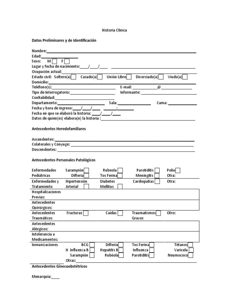 Formato Historia Clínica