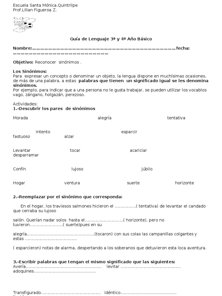 Guía para el reconocimiento y uso de sinónimos | PDF
