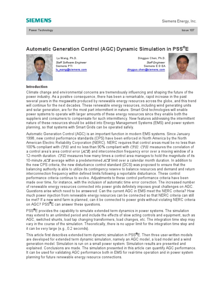 AGC Dynamic Simulation in PSSE | PDF | Electrical Grid | Electric Power ...
