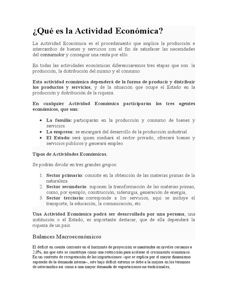 Definición y Tipos de Actividad Económica | PDF | Consumo (economía ...