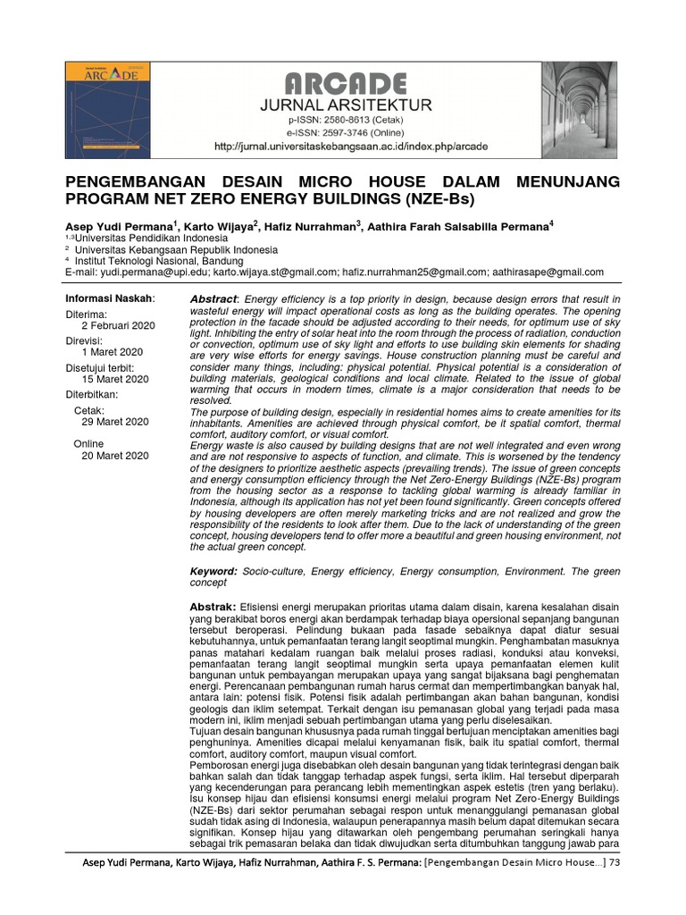 Pengembangan Desain Micro House Dalam Menunjang Program Net Zero Energy Buildings (Nze-Bs) | PDF ...