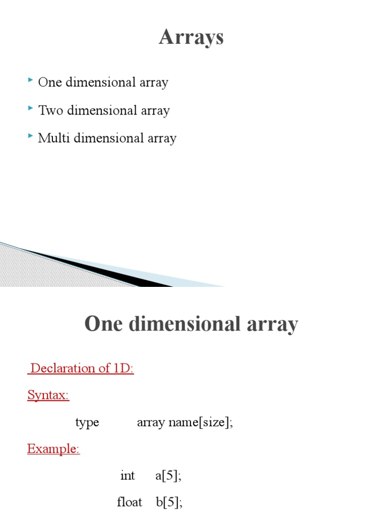 Arrays: One Dimensional Array Two Dimensional Array Multi Dimensional Array | Download Free PDF ...