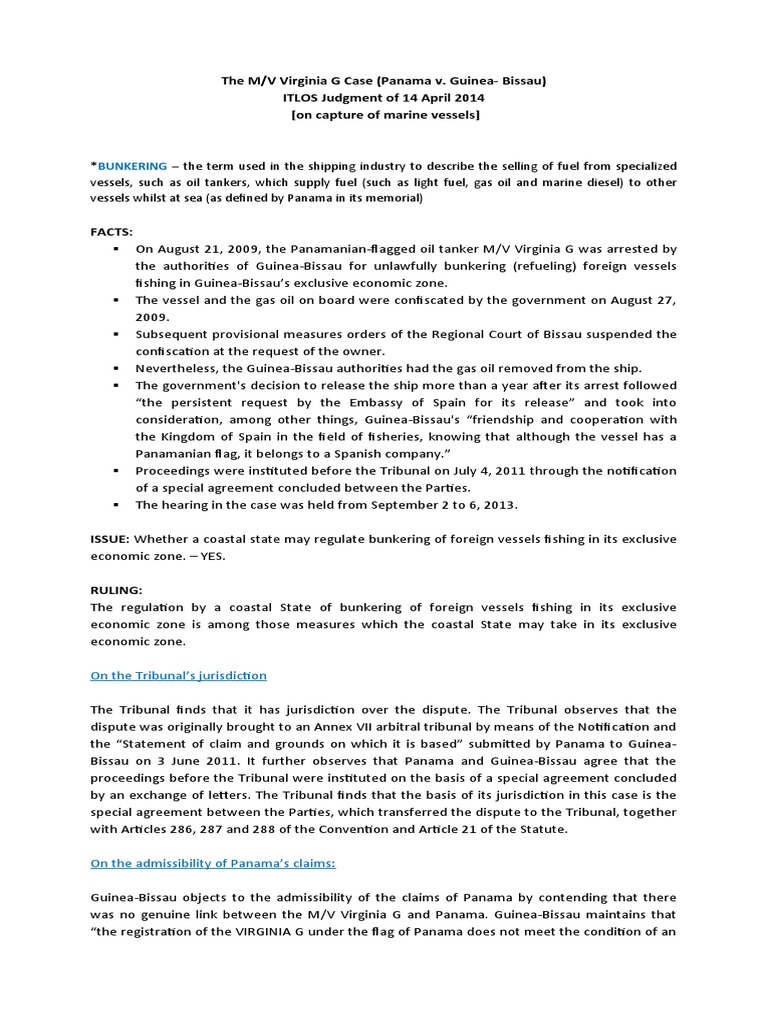 7 The MV Virginia G Case | PDF | Exclusive Economic Zone | Jurisdiction
