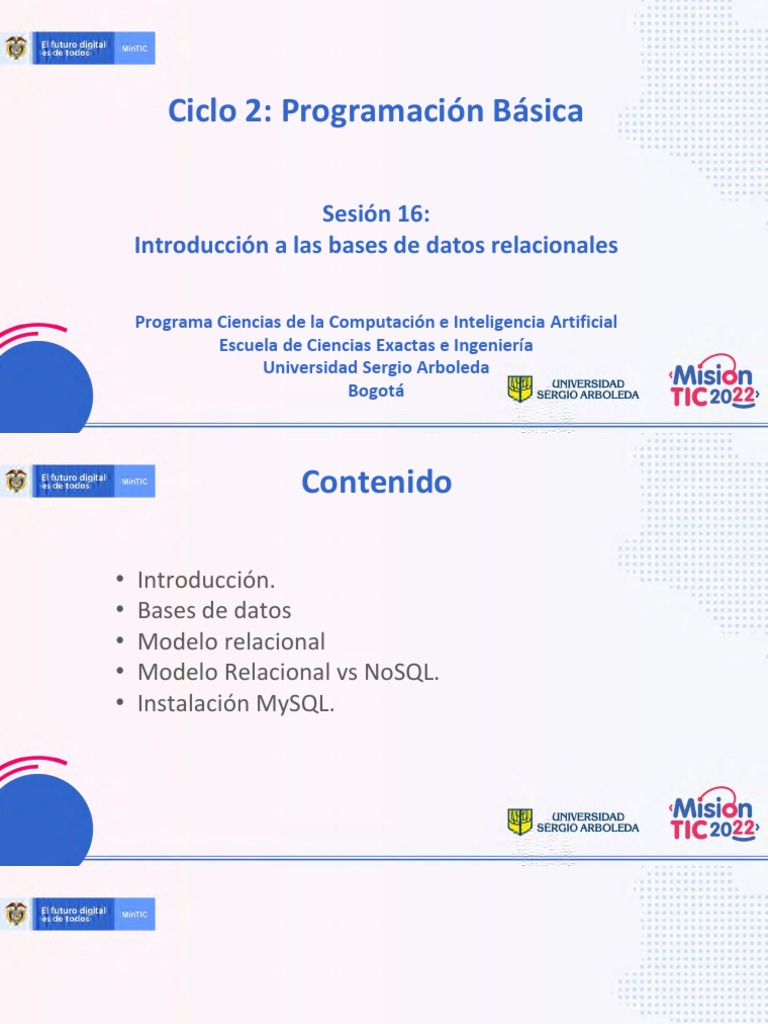 Sesión 16 Introducción A Las Bases de Datos Relacionales | PDF | Mi sql ...