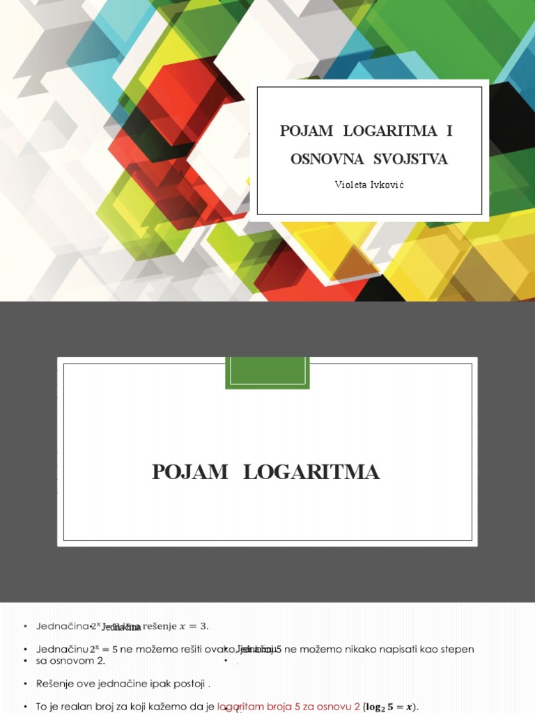 Logaritam - Pojam I Osnovna Svojstva 1 | PDF