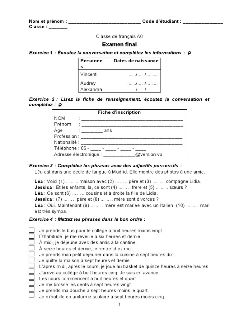 Test de Francais | PDF
