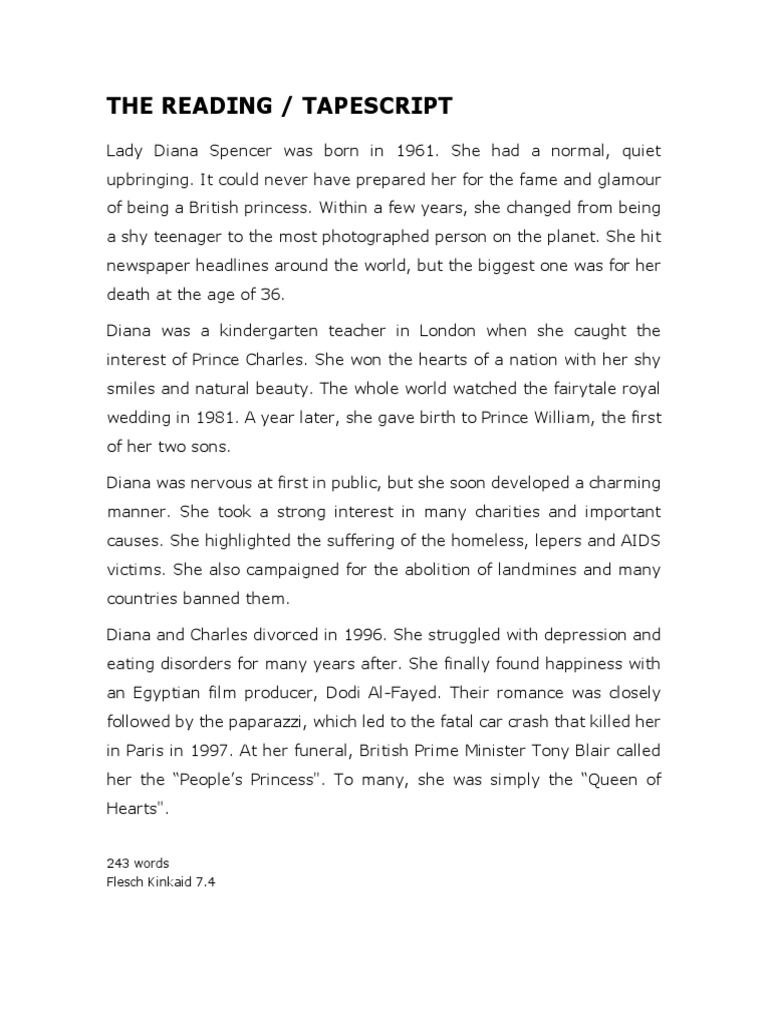 Princess Diana Work in Pairs | PDF | Diana