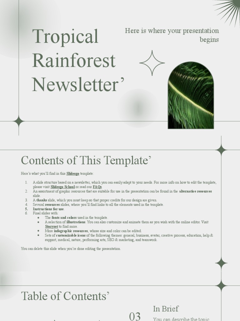 Tropical Rainforest Newsletter by Slidesgo | Download Free PDF ...