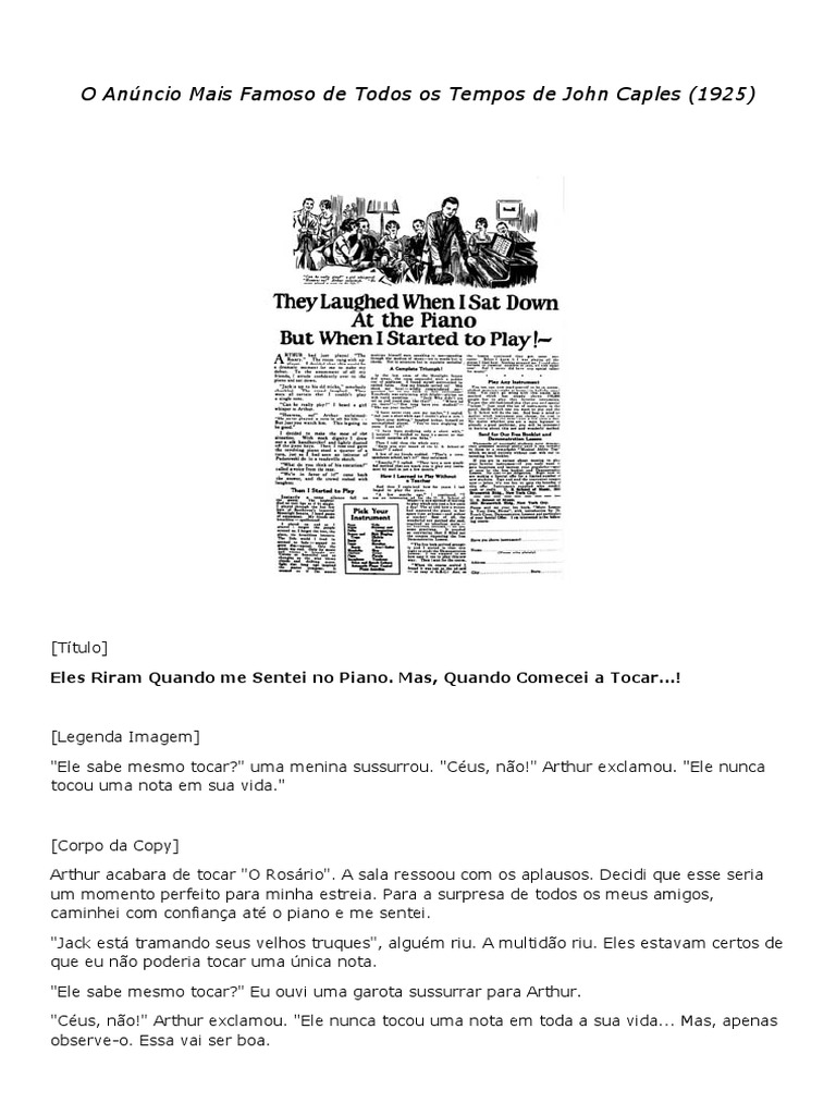 John Caples Ad Português | PDF | Piano