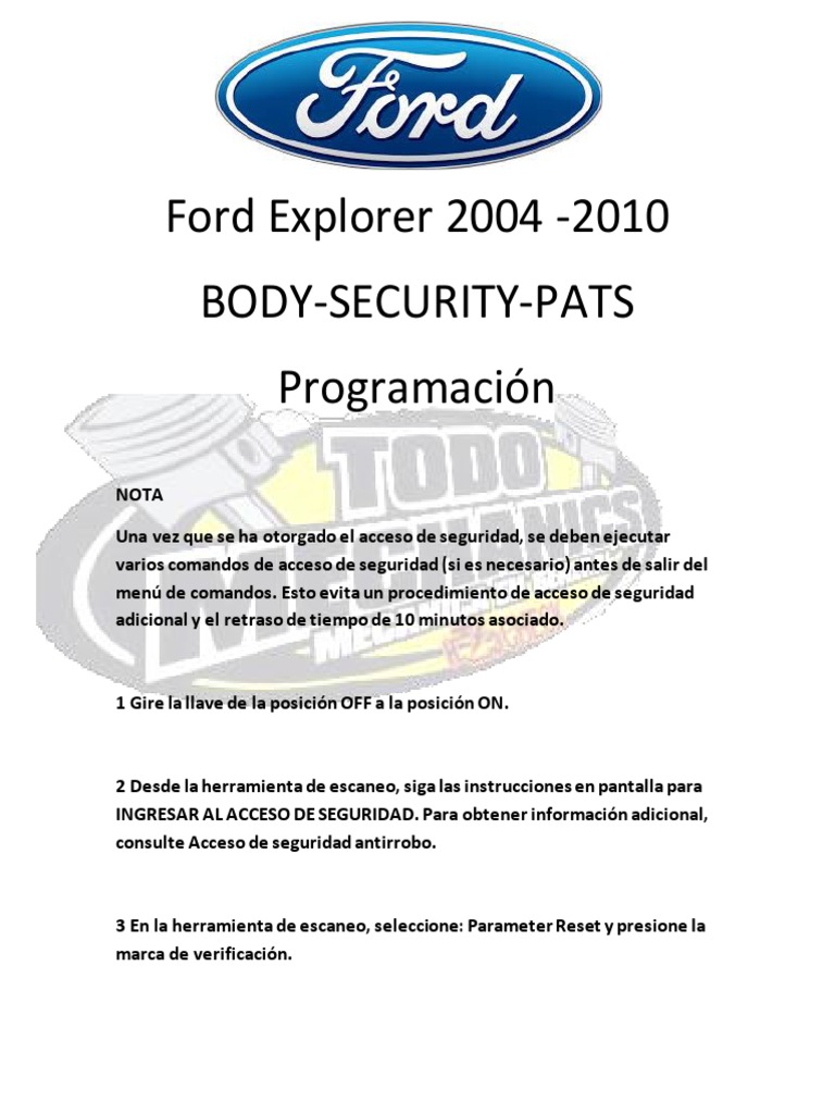 Ford Explorer Security Pats | PDF | Informática
