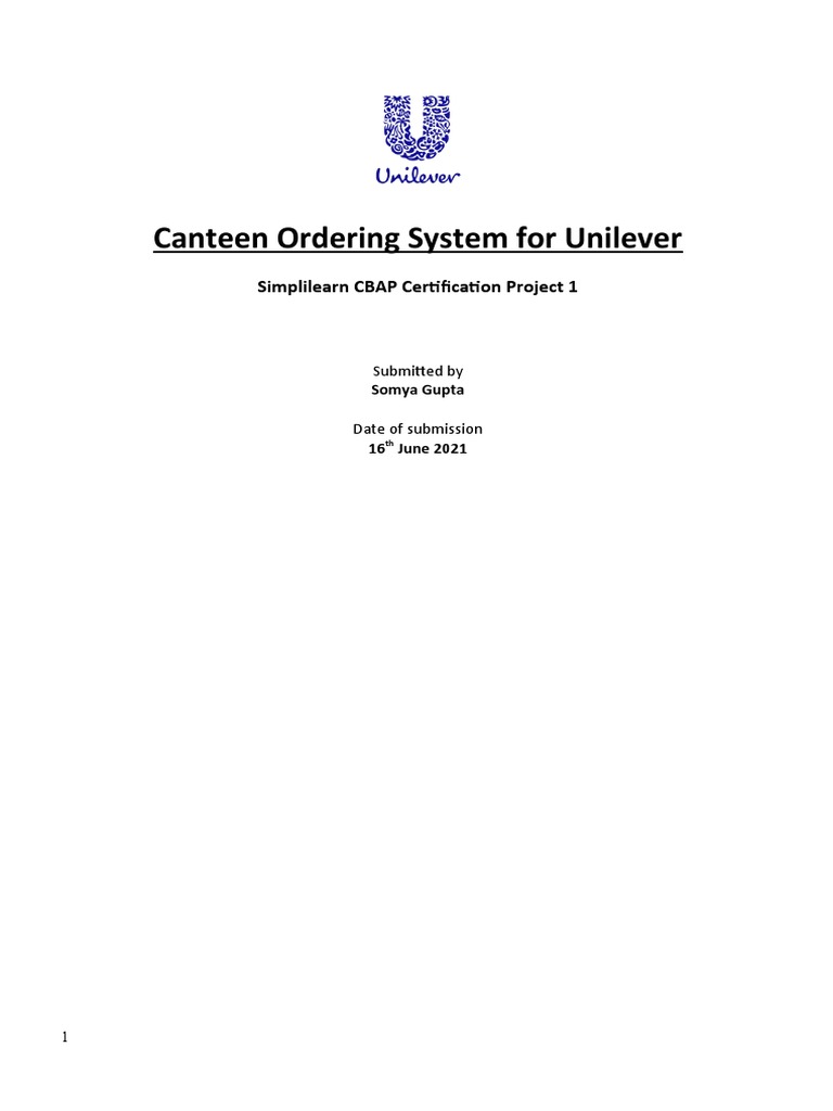 Canteen Ordering System - Unilever | PDF | Payroll | Business Analysis
