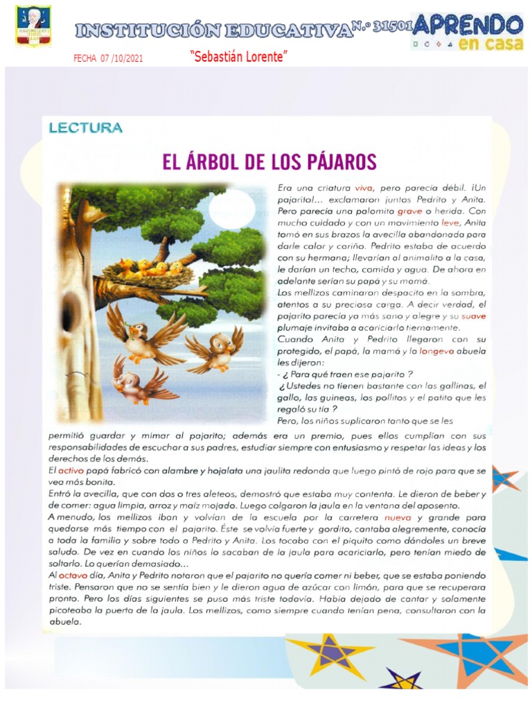 Lectura El Arbol de Los Pajaros 07 OCTUBRE | PDF