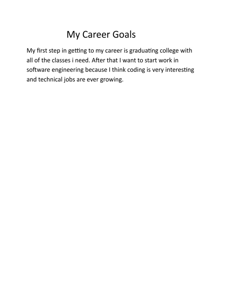 Career Goals | PDF | Career & Growth