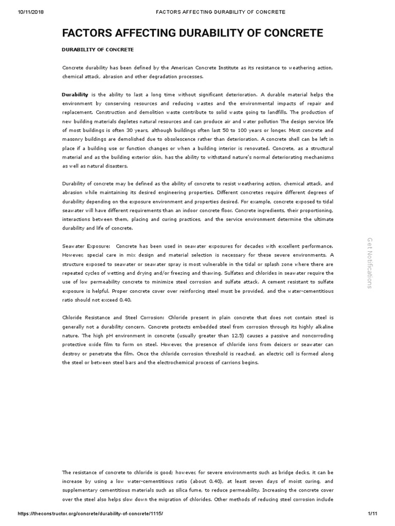 Factors Affecting Durability of Concrete | PDF | Concrete | Creep ...