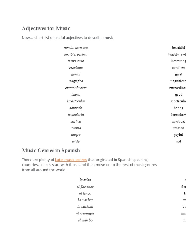 Music in Spanish 2 | PDF | Sonido | Instrumentos musicales