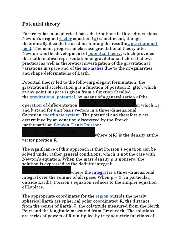 Vector 4 Gravitational Field Potential Theory | PDF | Gravity | Equations