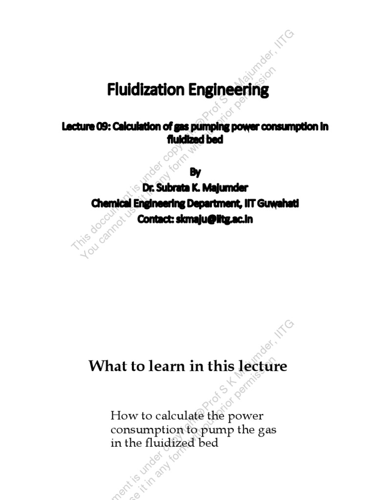 Fluidization Engineering: Lecture 09: Calculation of Gas Pumping Power ...