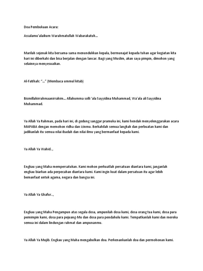 Doa Pembukaan | PDF | Agama & Spiritualitas