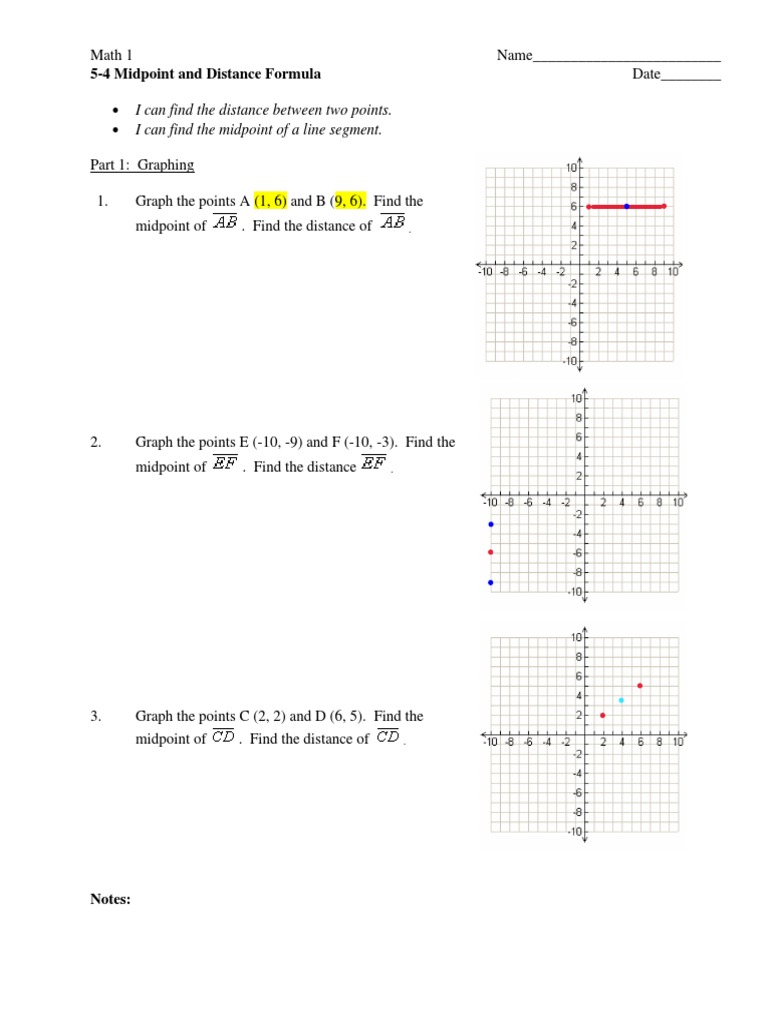 Midpoint and Distance Formula Practice | PDF | Teaching Methods & Materials